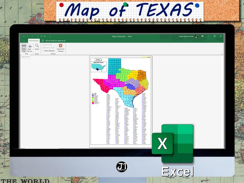 Texas Map in Excel With County Data & Macros - Etsy