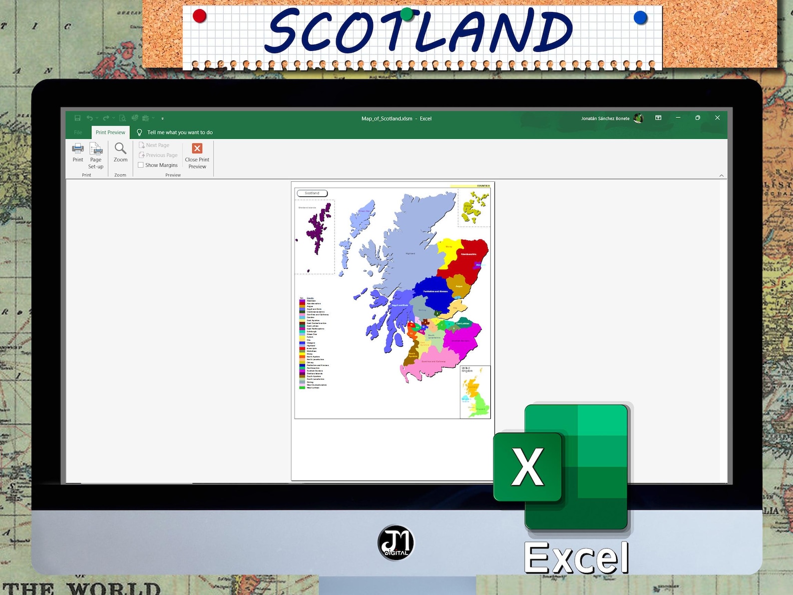 Scotland Map: Interactive Excel Template (macros & Forms) - Etsy