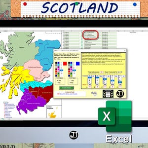 Scotland Map: Interactive Excel Template (macros & Forms) - Etsy