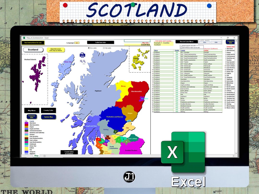 Scotland, Map of Scotland, Excel, Geography,europe,counties of Scotland ...