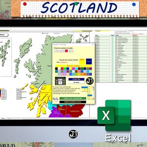 Scotland Map: Interactive Excel Template (macros & Forms) - Etsy