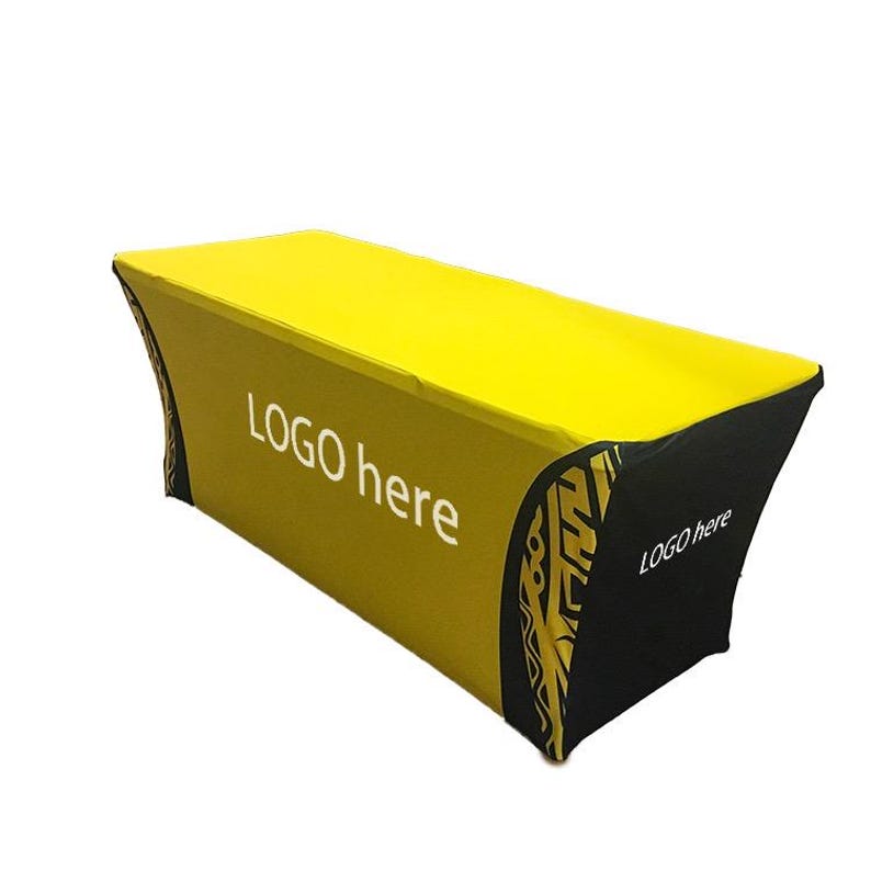 Custom Round Stretch Table Cover With Logo – Fitted Trade Show ...