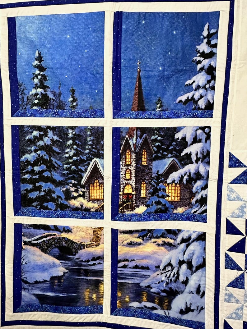 Winter Scene Quilt: Handmade Holiday Wall Hanging, 38.5" X 51" - Etsy