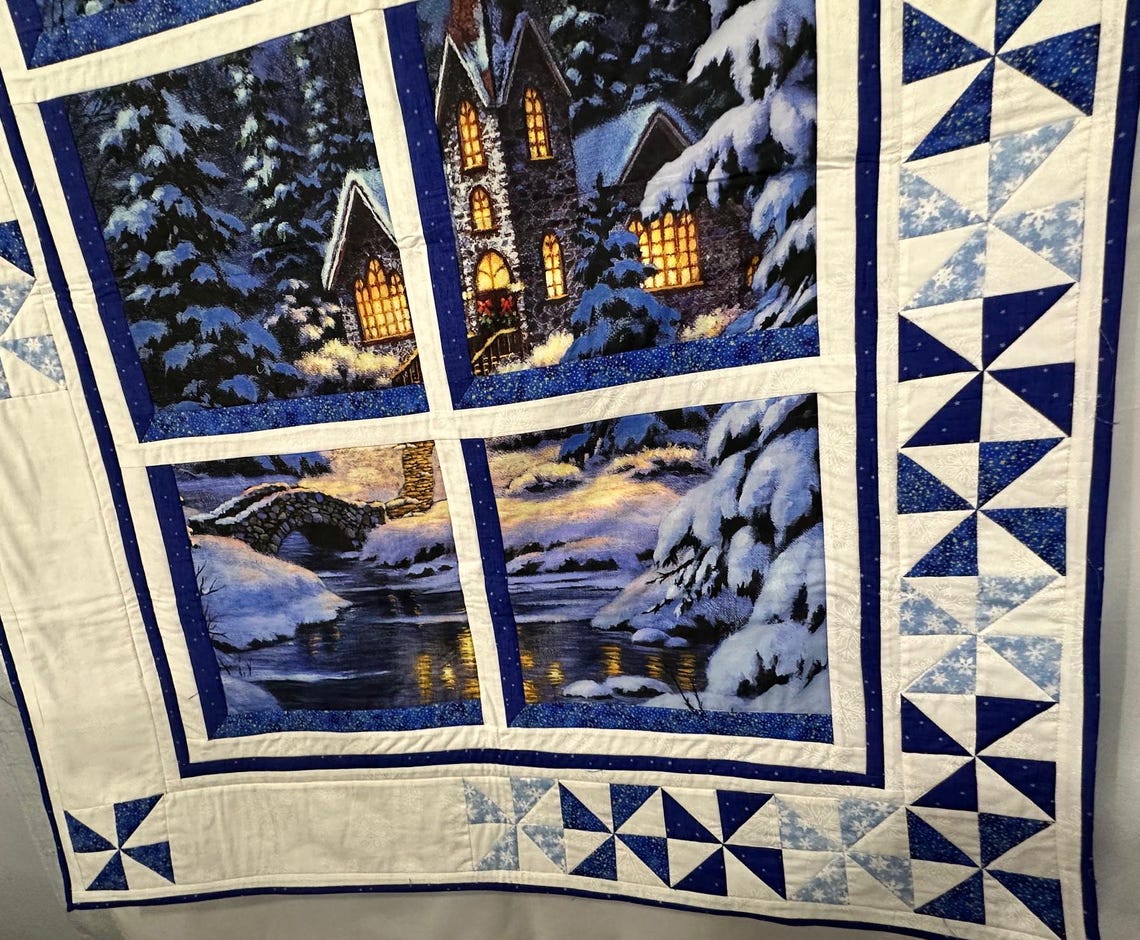 Winter Scene Quilt: Handmade Holiday Wall Hanging, 38.5" X 51" - Etsy