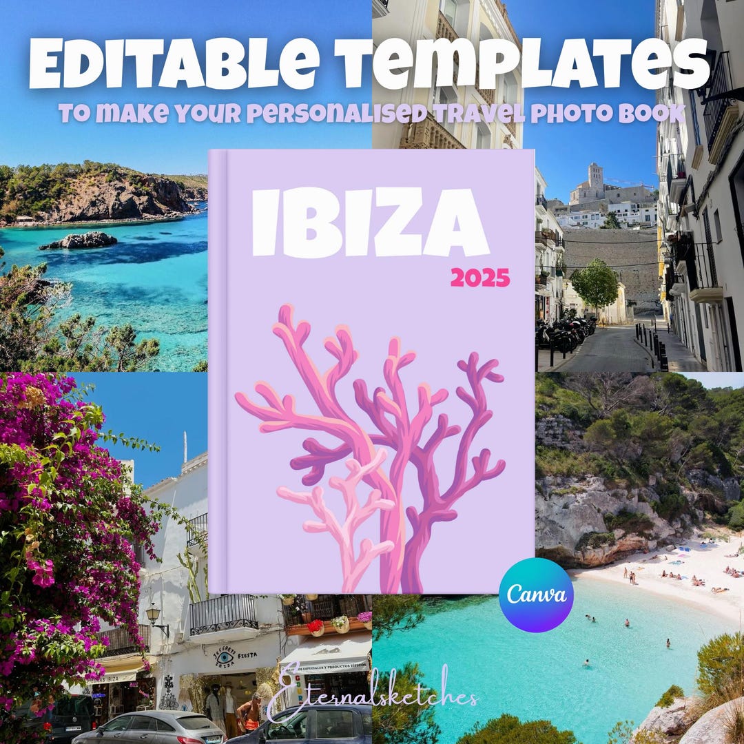 Custom Travel Photo Book Cover Template – Editable Canva Vacation Album ...