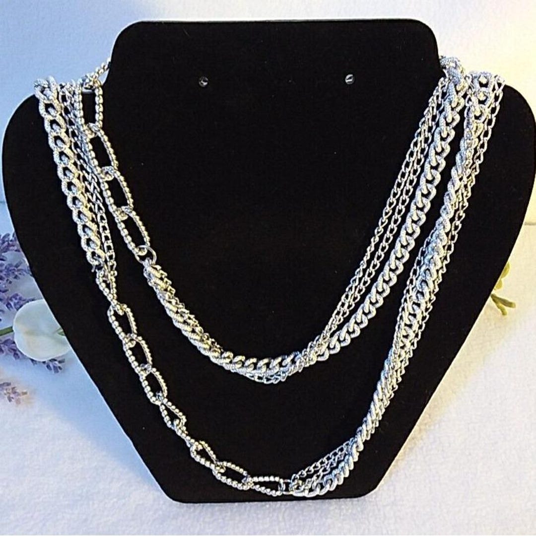 Vintage Emmons Silver-tone Chain Necklace 2 Piece Interchangeable 47 ...