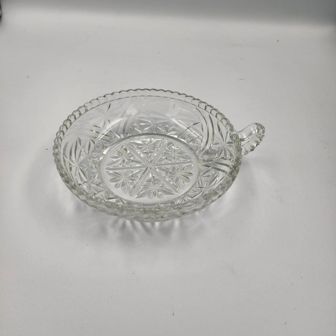 Vintage 1950s Anchor Hocking Clear Glass Stars and Bars 7" Nappy Bowl ...