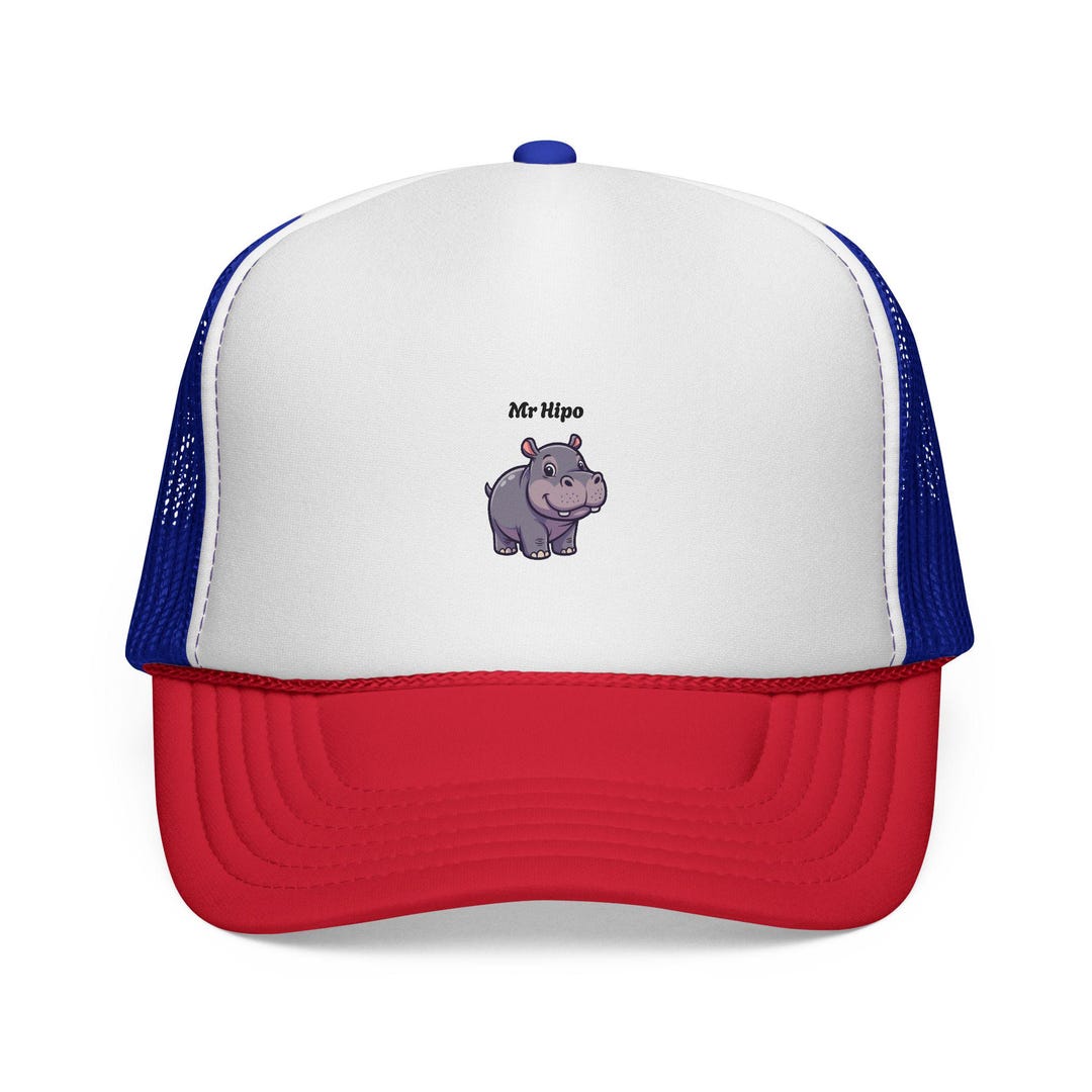 Cute Hippo Illustration Trucker Cap | Cartoon Animal Hat - Etsy