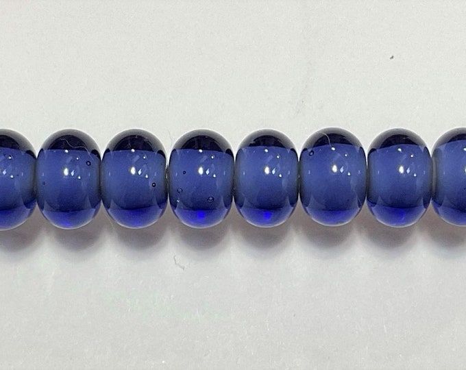 10mm Range, Ink Blue White Core heart, Tom's Lampwork Transparent 2 ...
