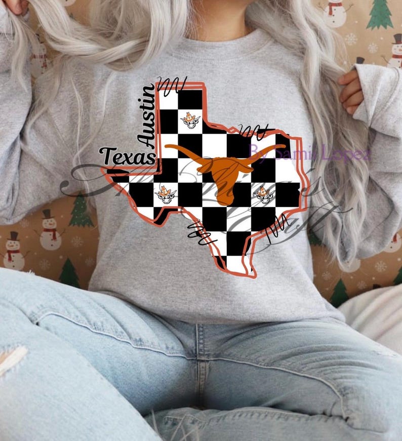 Checkered Texas Longhorn PNG File - Etsy