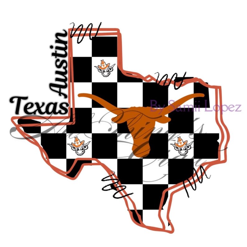 Checkered Texas Longhorn PNG File - Etsy