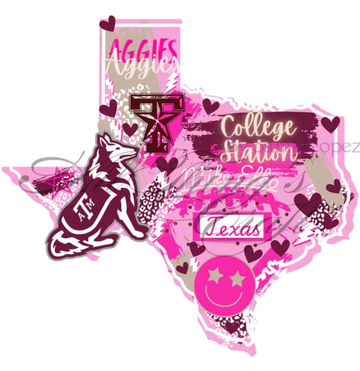 Texas A&M Pink Texas PNG File - Etsy