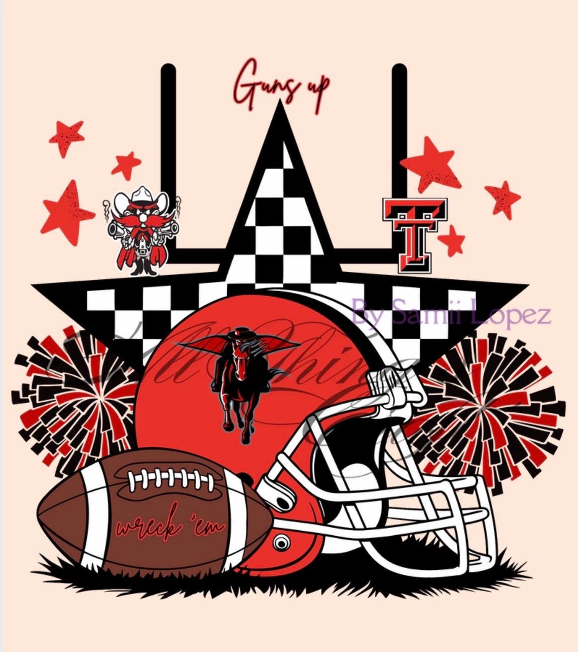 Checkered Texas Tech Star Wreck ‘em PNG File - Etsy