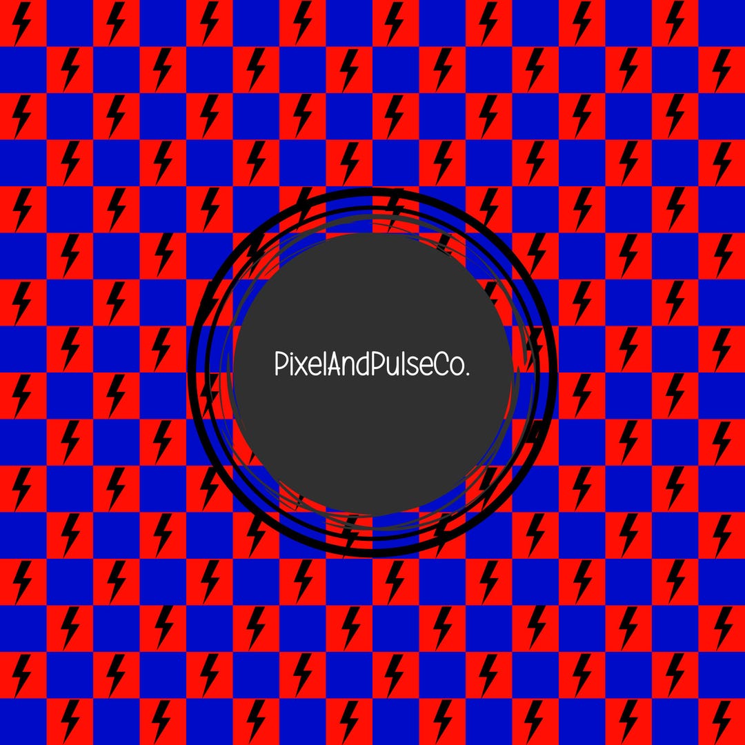 Red & Blue Check Fabric Pattern: Lightning Bolt Seamless Design (PNG ...