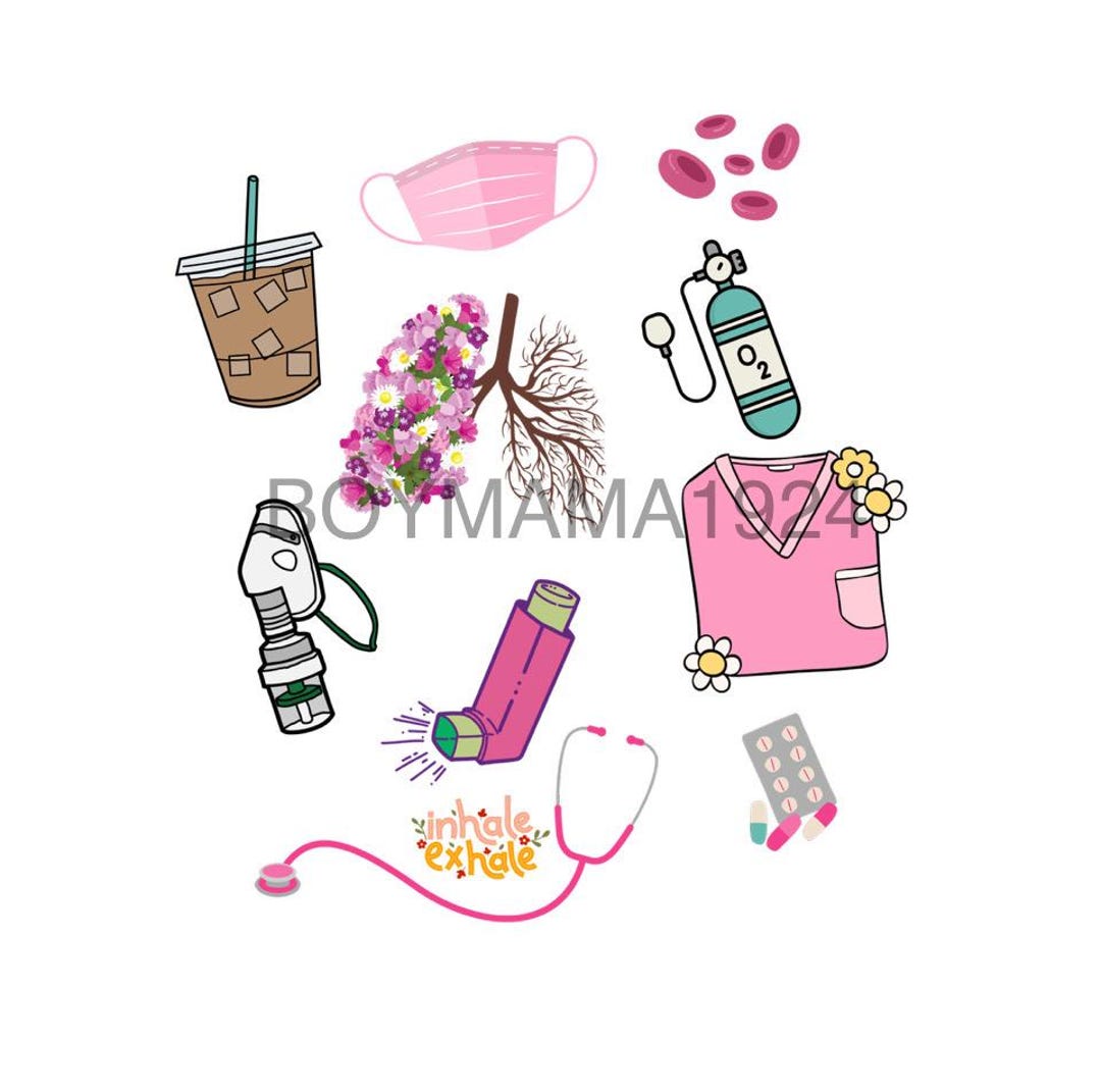 Respiratory Doodle PNG, Custom Respiratory Doodle, Pink Respiratory ...