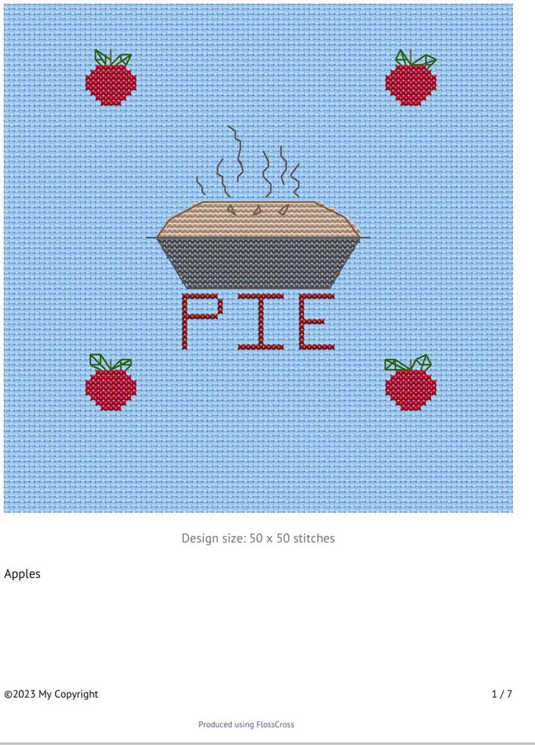 Apple Pie Cross Stith Pattern - Etsy