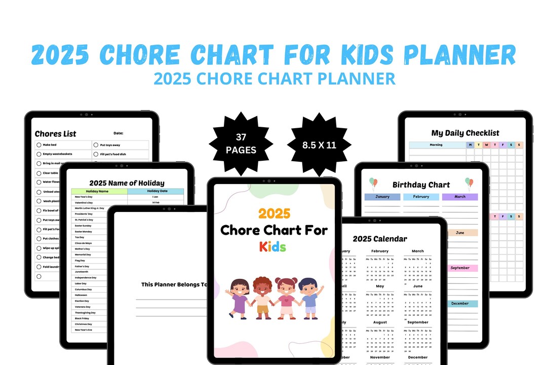 2025 Chore Chart for Kids | Daily Task Chart| Toddler Responsibility ...