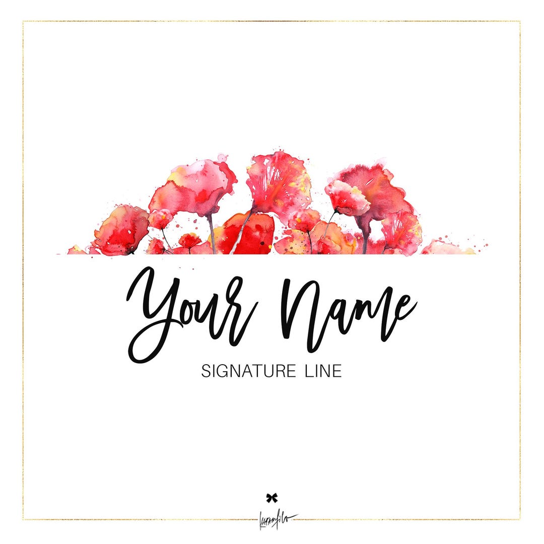 Red Poppies Logo Karamfila Watercolor Flowers Pre-made Custom Hand ...