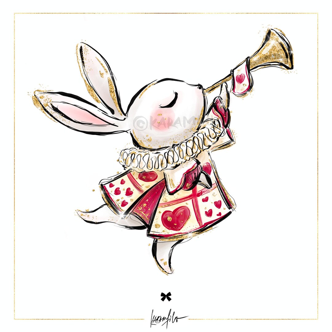 Alice in Wonderland Rabbit PNG Karamfilas Trumpet Bunny Clipart Cute ...