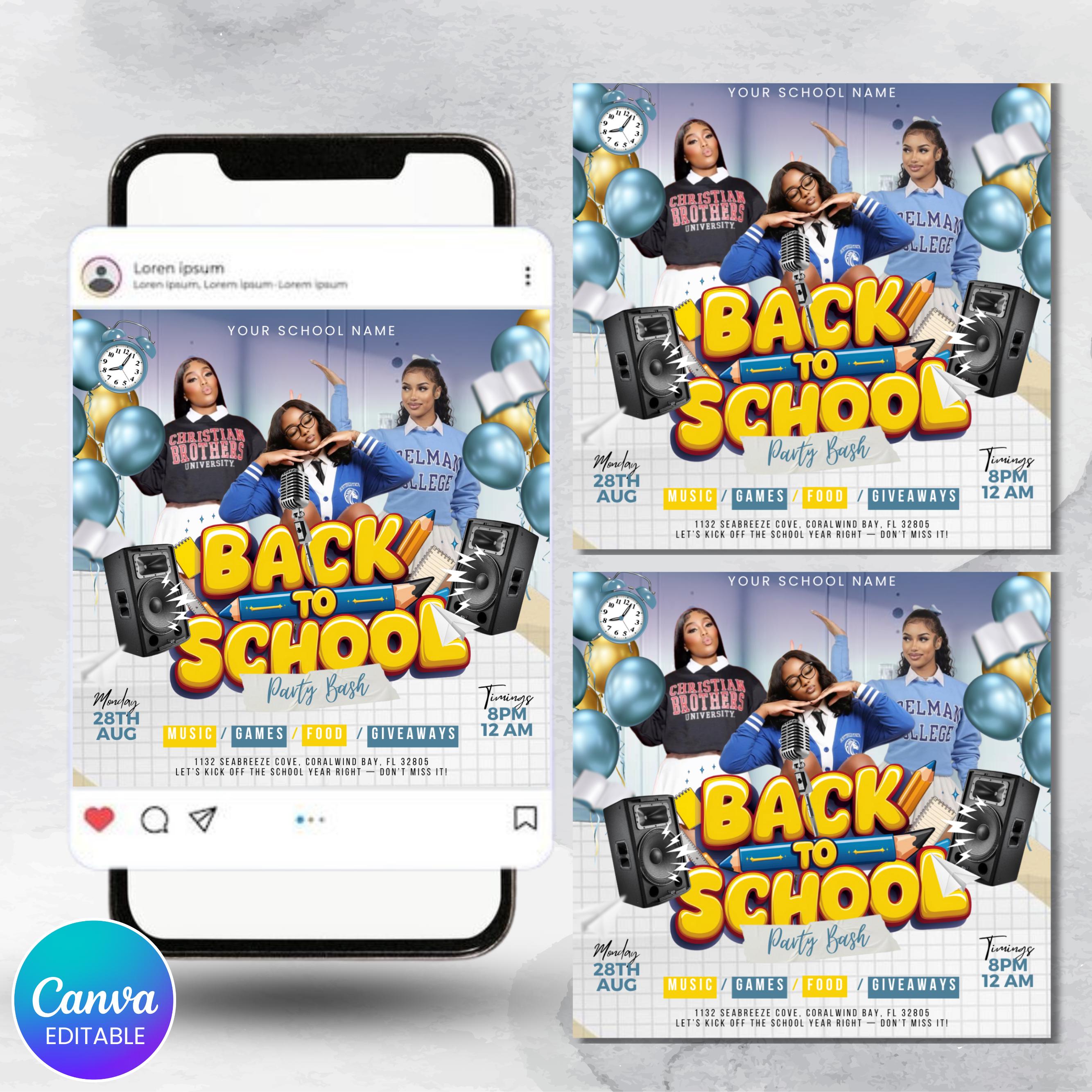 Back to School Party Flyer, Back 2 School Flyer, Summer Flyer, Party ...