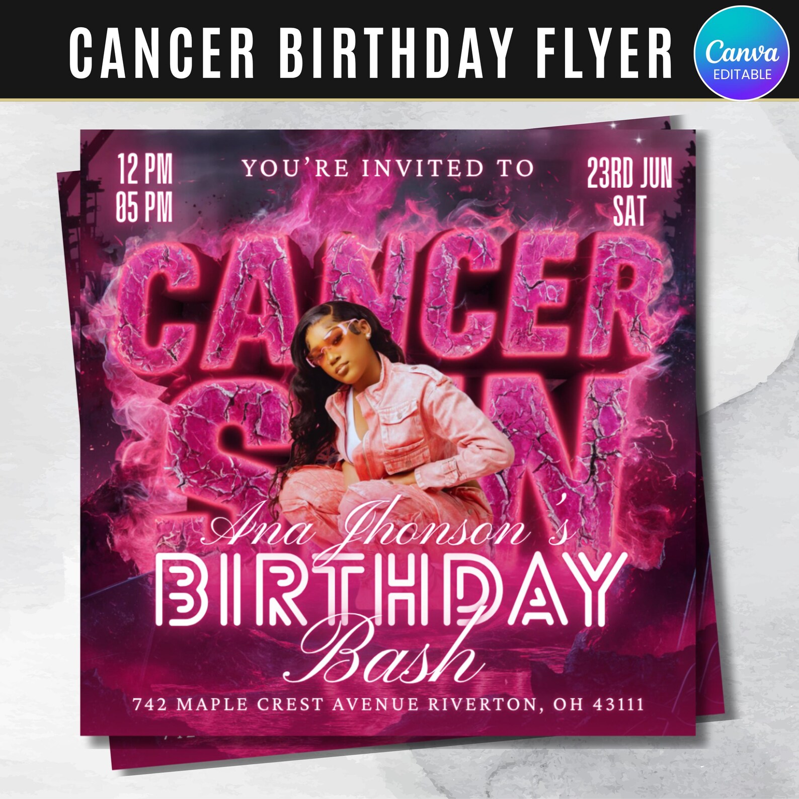 Cancer Season Party Flyer, Birthday Szn Flyer, Cancer Invitation Flyer ...