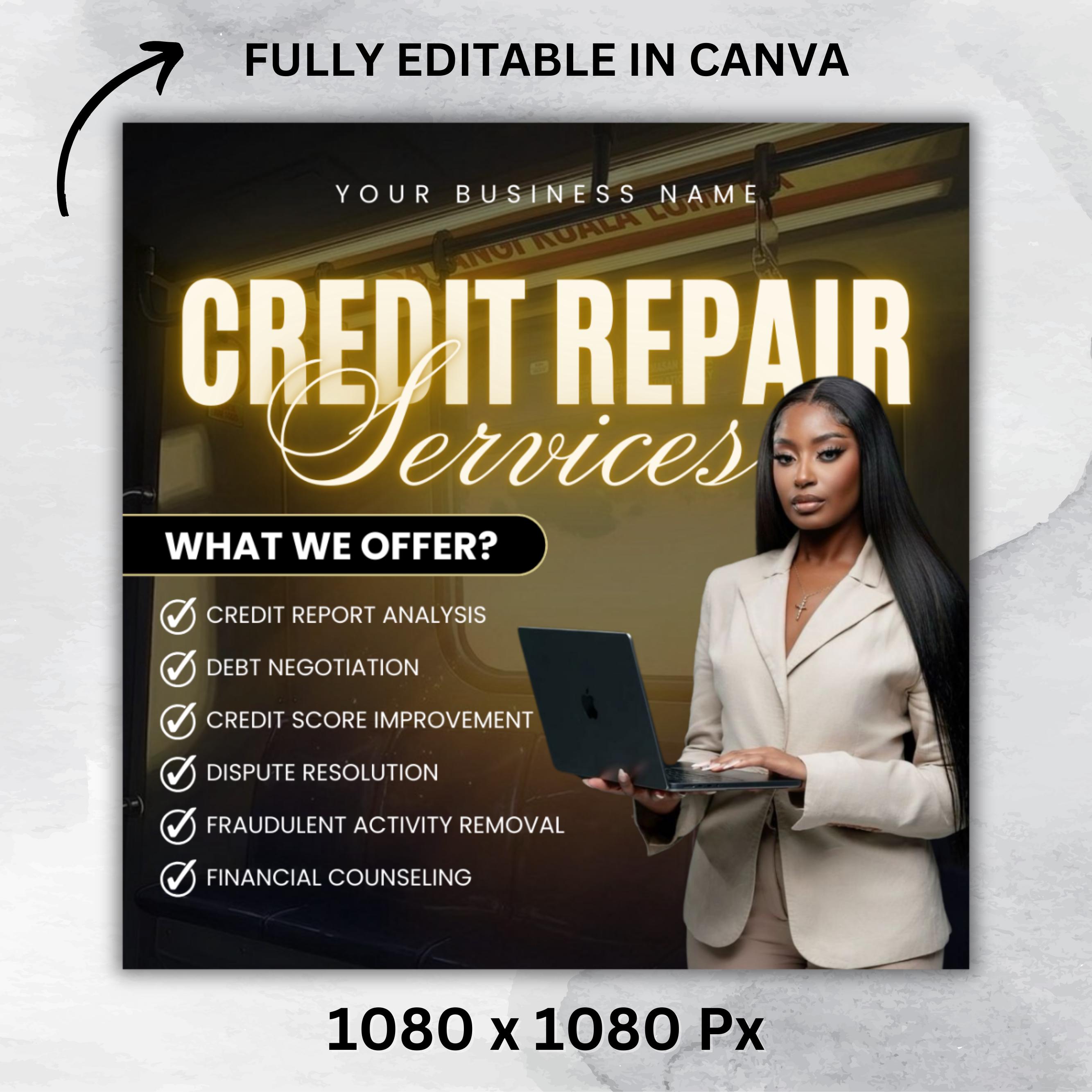 Credit Repair Instagram Post,credit Repair Social Media Template,credit ...