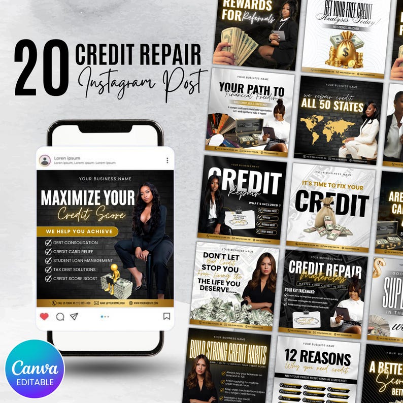 Credit Repair Instagram Post,credit Repair Social Media Template,credit ...