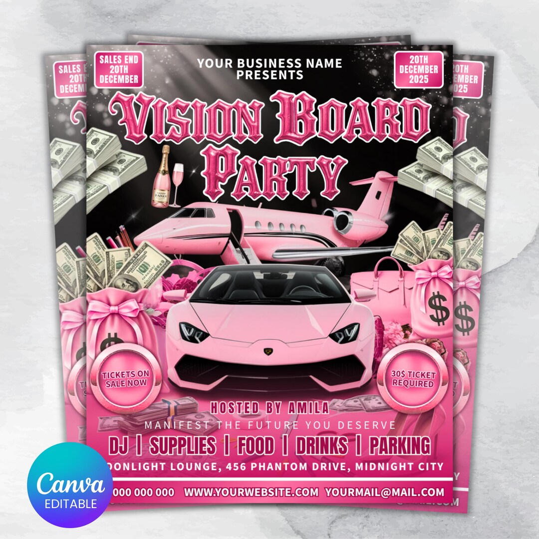 Vision Board Flyer, Vision Board Party Flyer,manifesting Event Flyer ...