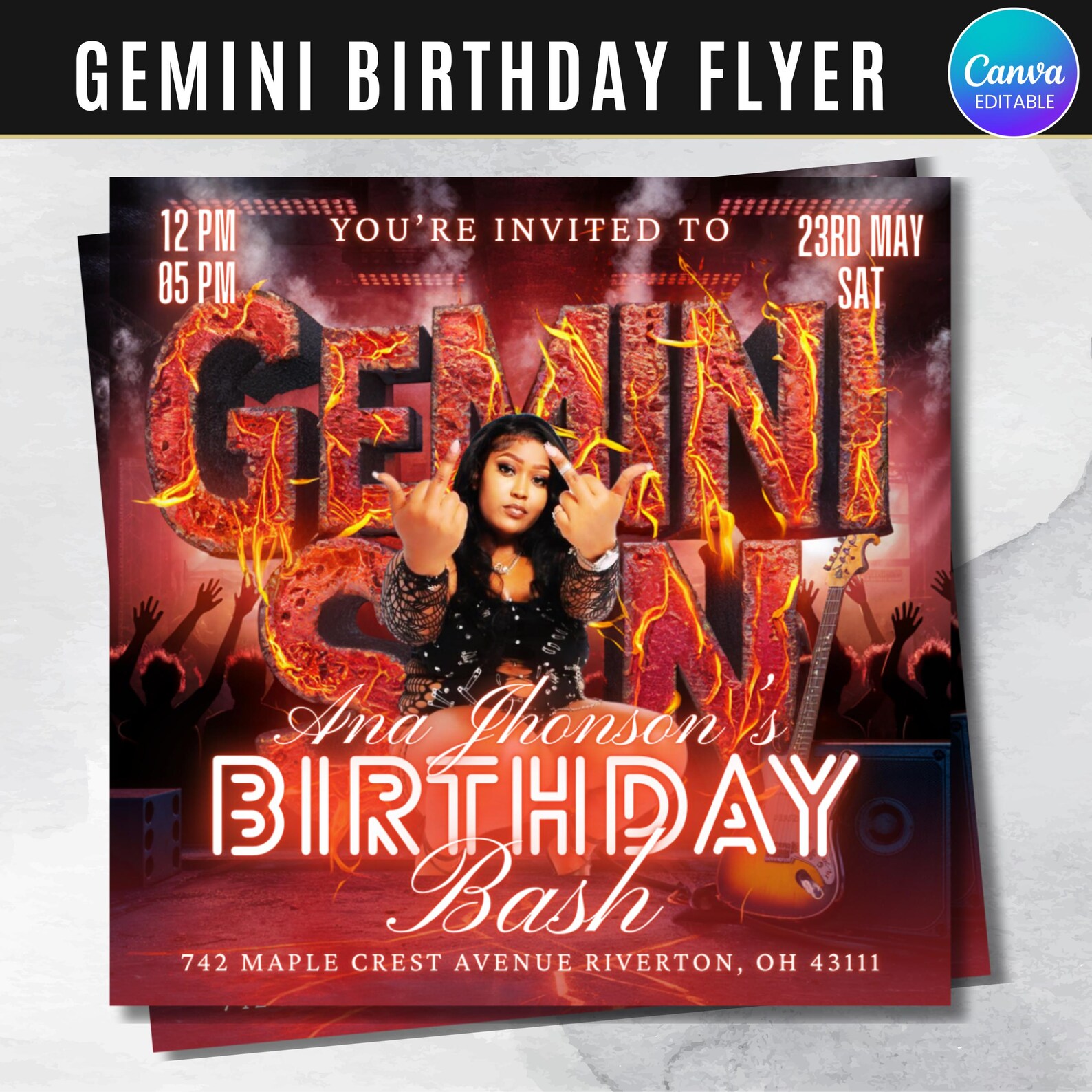 Gemini Season Party Flyer, Birthday Szn Flyer, Gemini Invitation Flyer ...