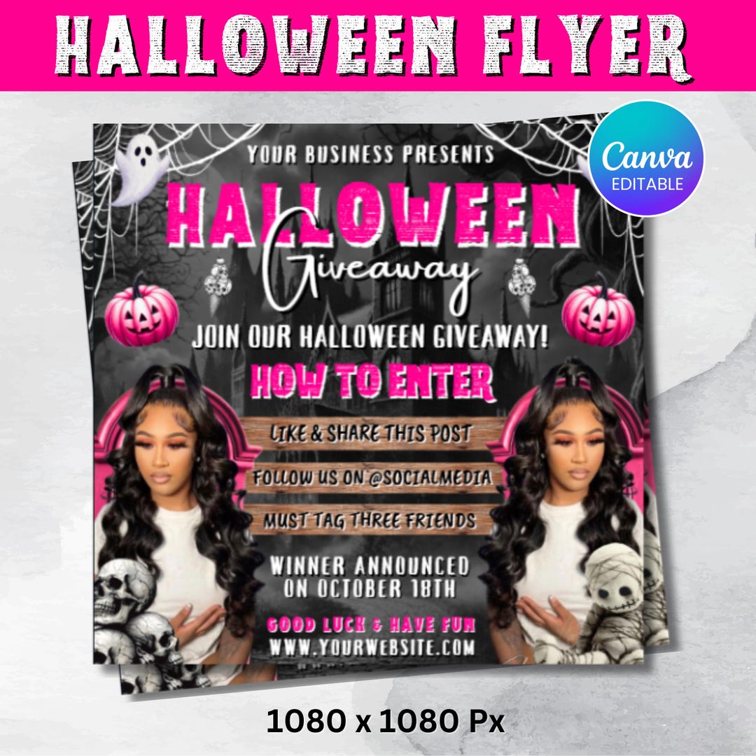 Editable Halloween Giveaway Flyer, October Giveaway Raffle Canva Flyer ...