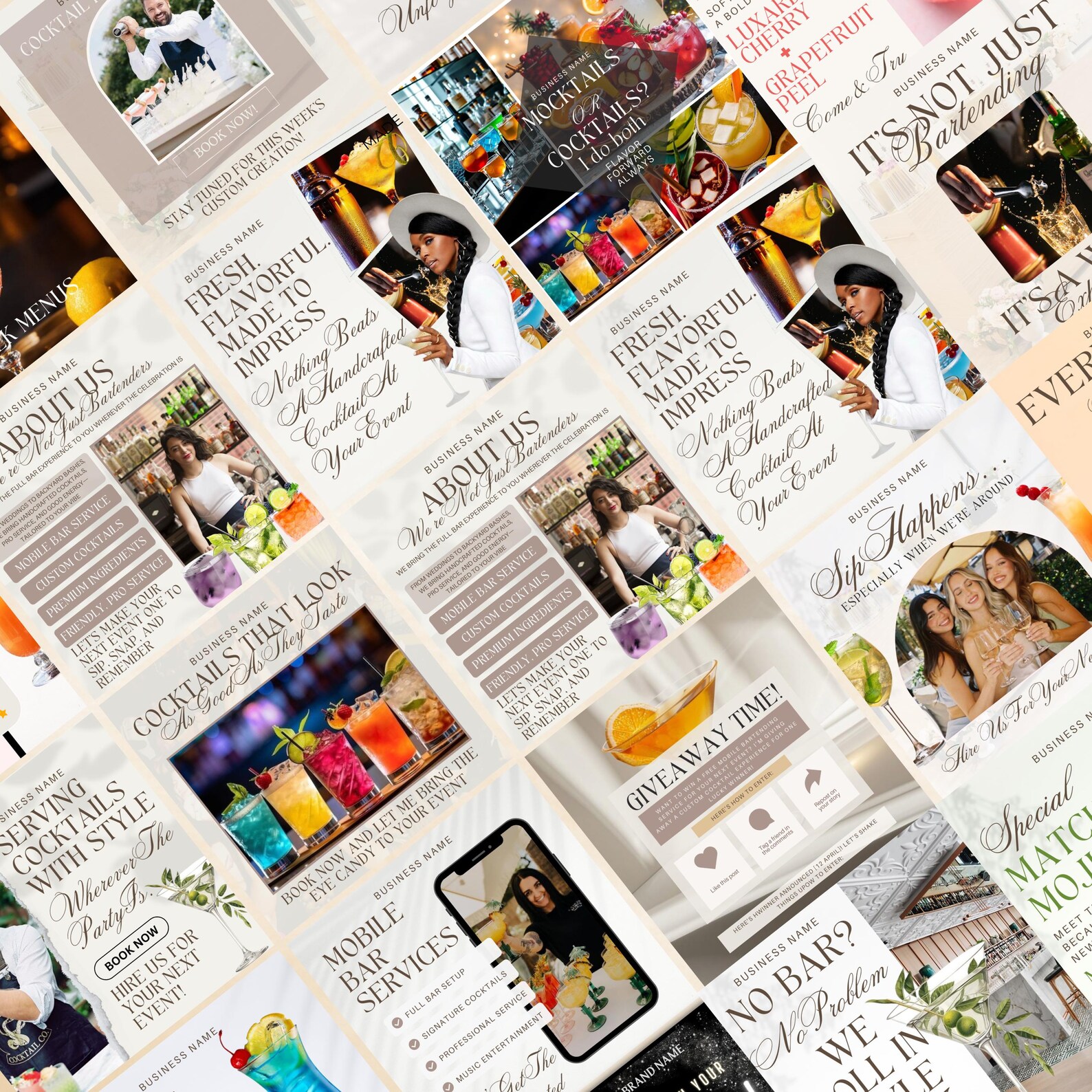 Mobile Bar Instagram Templates, Bartender Social Media Posts, Wedding ...