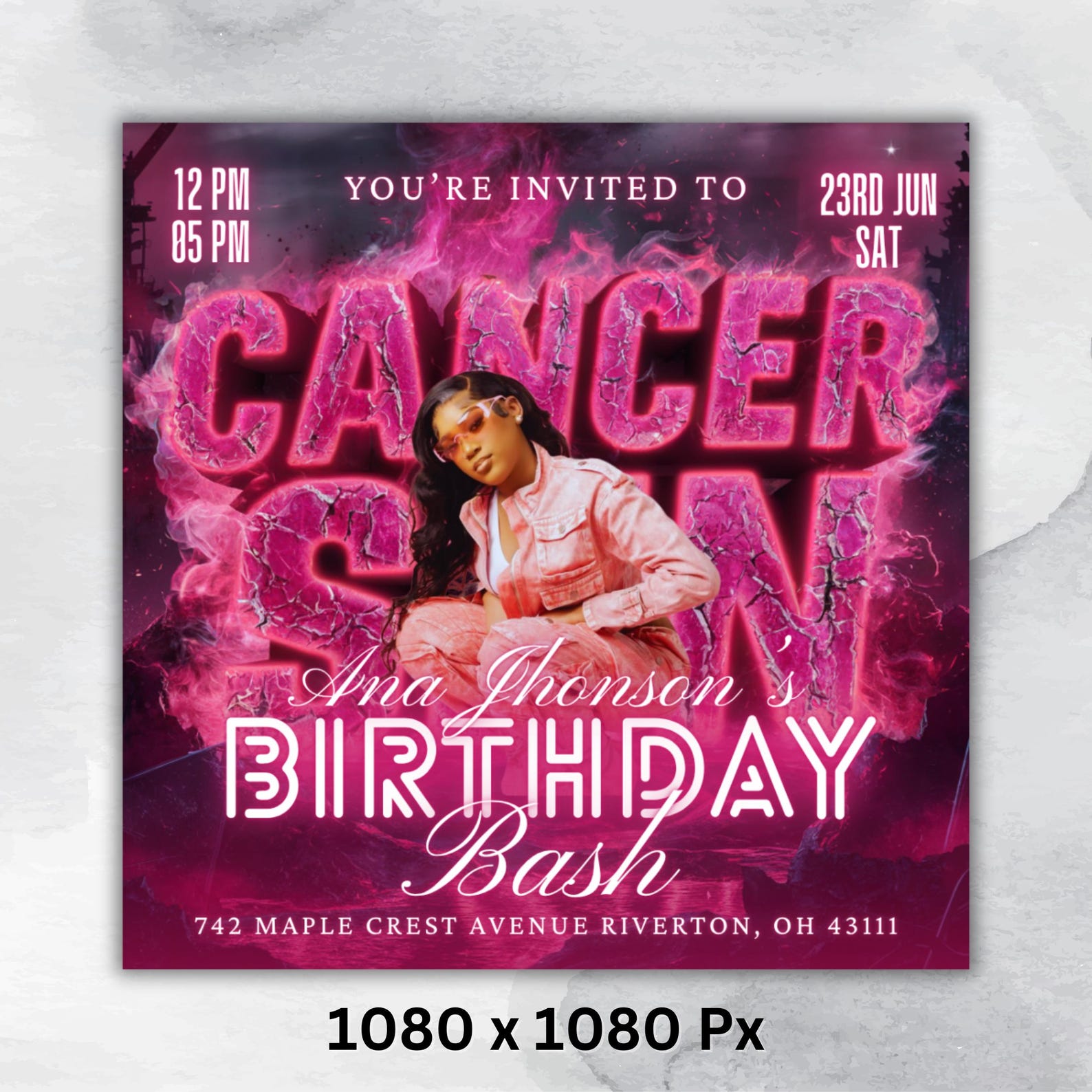 Cancer Season Party Flyer, Birthday Szn Flyer, Cancer Invitation Flyer ...