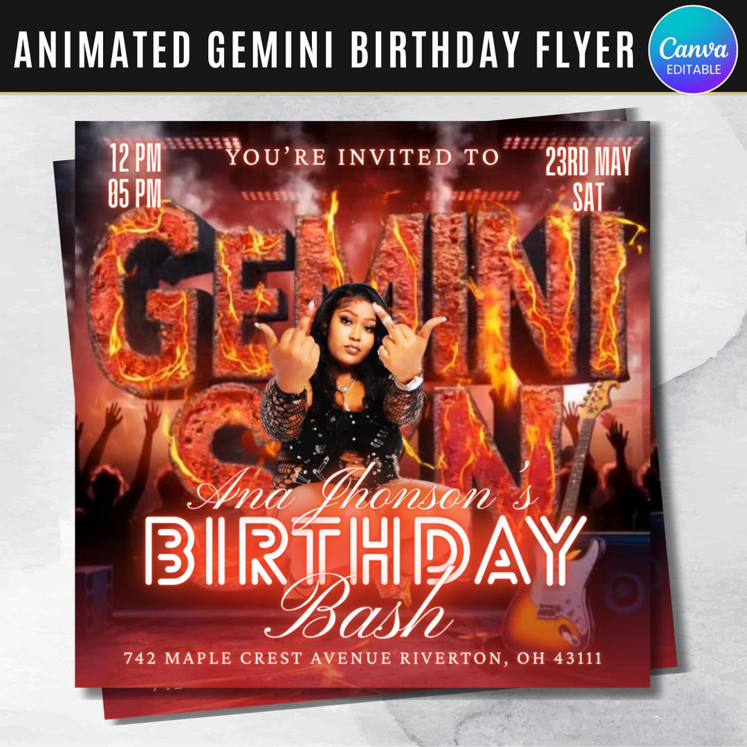 Animated Gemini Season Party Flyer, Birthday Szn Flyer, Gemini ...