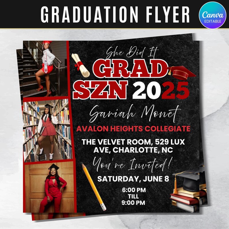 Graduate Flyer, Graduation Party, Graduation Invitation, Grad She Did ...