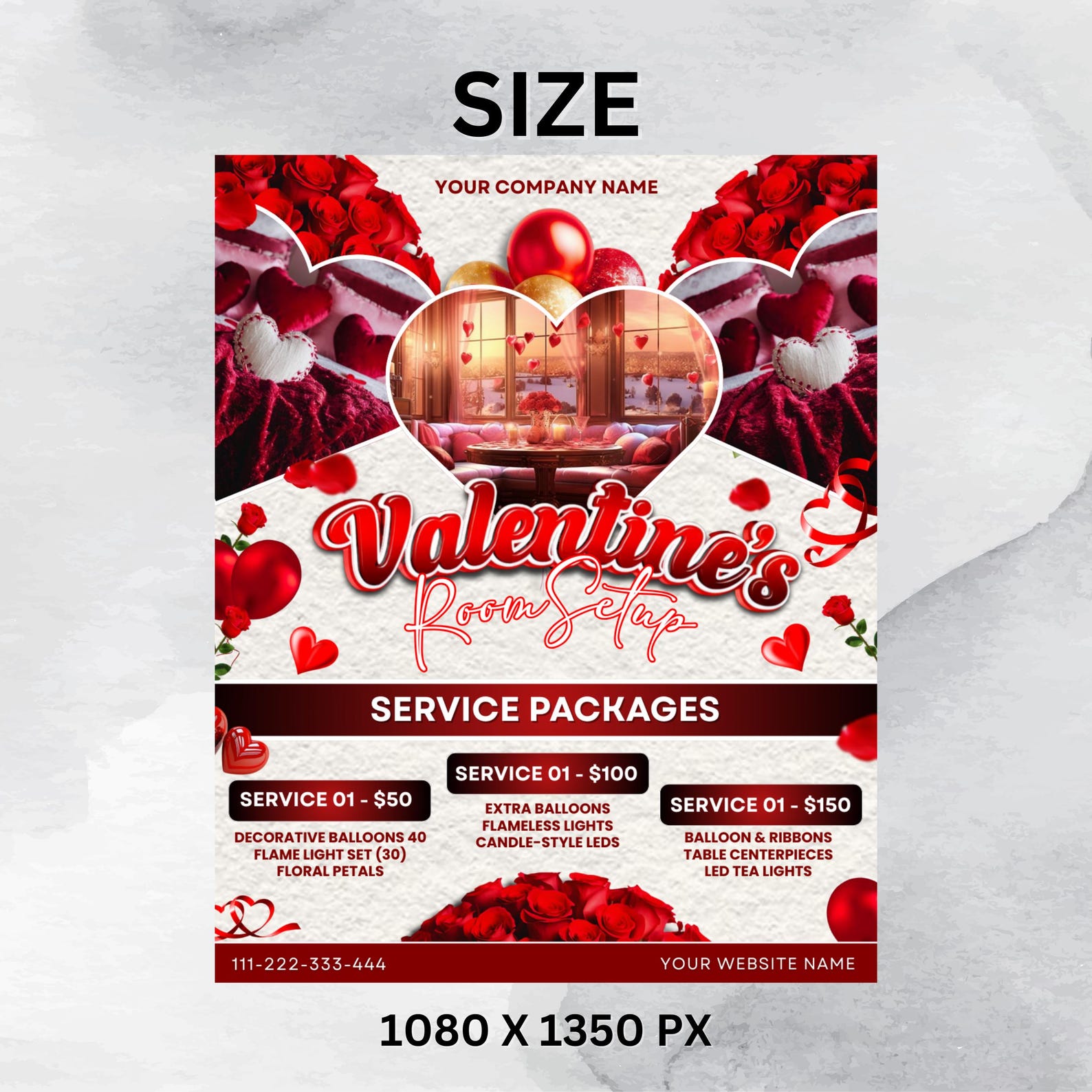 Room Setup Valentines Booking Flyer, Valentine Room Setup Flyer ...