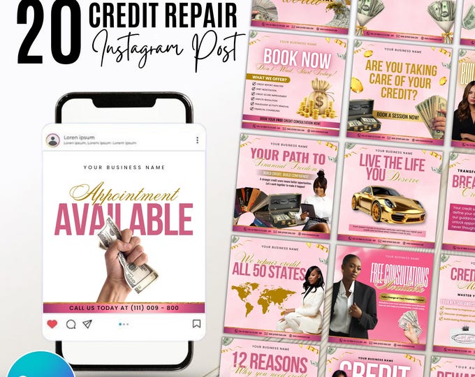 Credit Repair Instagram Post,credit Repair Social Media Template,credit ...