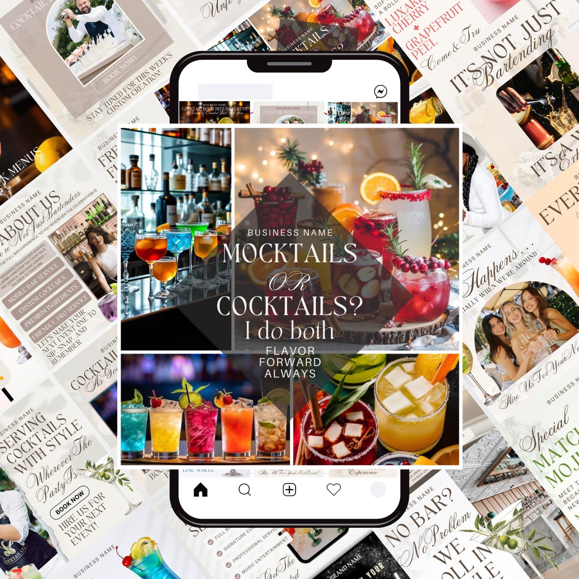 Mobile Bar Instagram Templates, Bartender Social Media Posts, Wedding ...