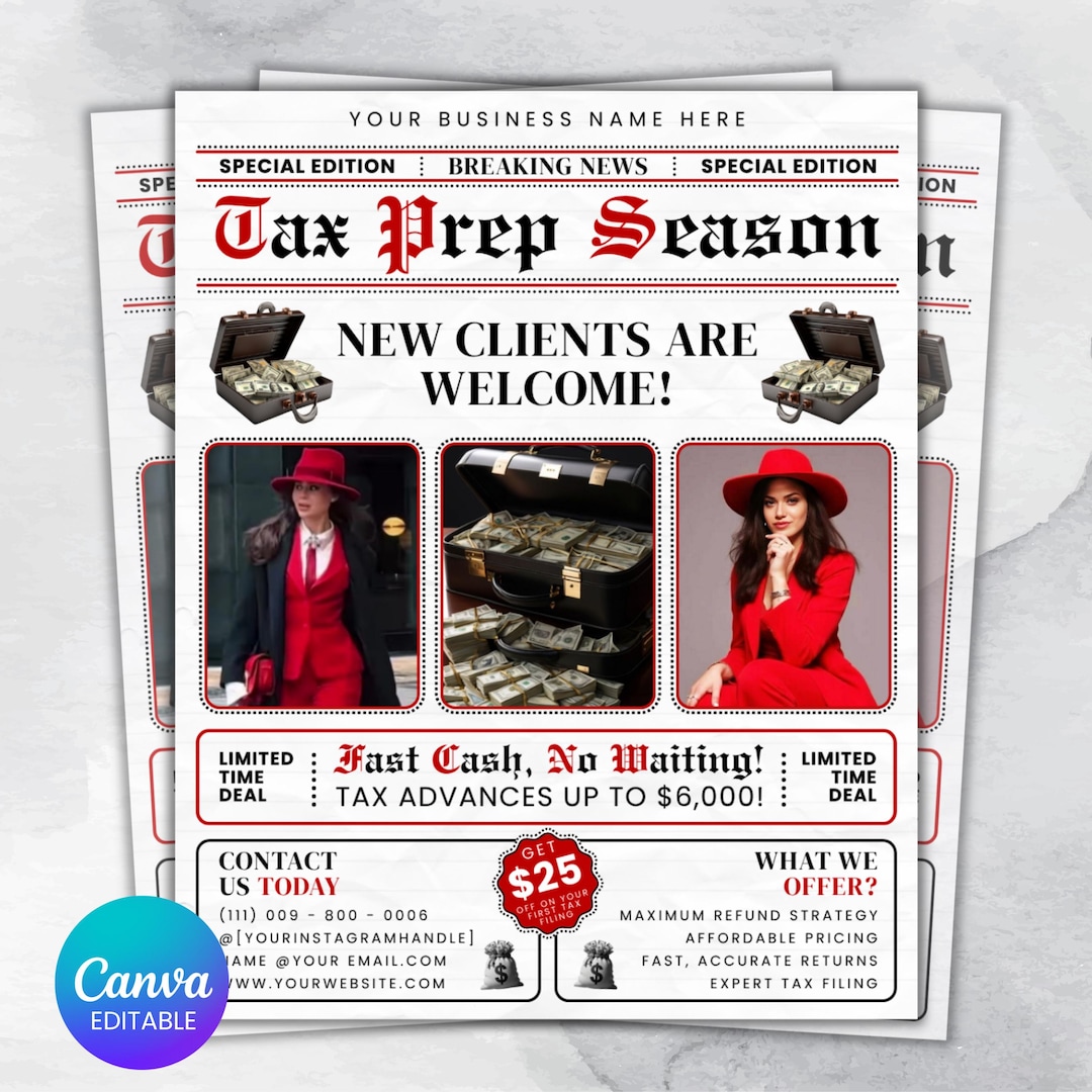 Newspaper Professional Tax Service Flyer, Modern Tax Prep Flyer,tax ...