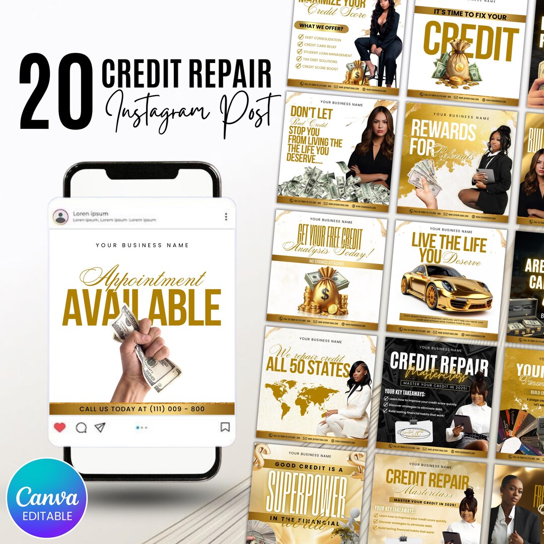 Credit Repair Instagram Post,credit Repair Social Media Template,credit ...