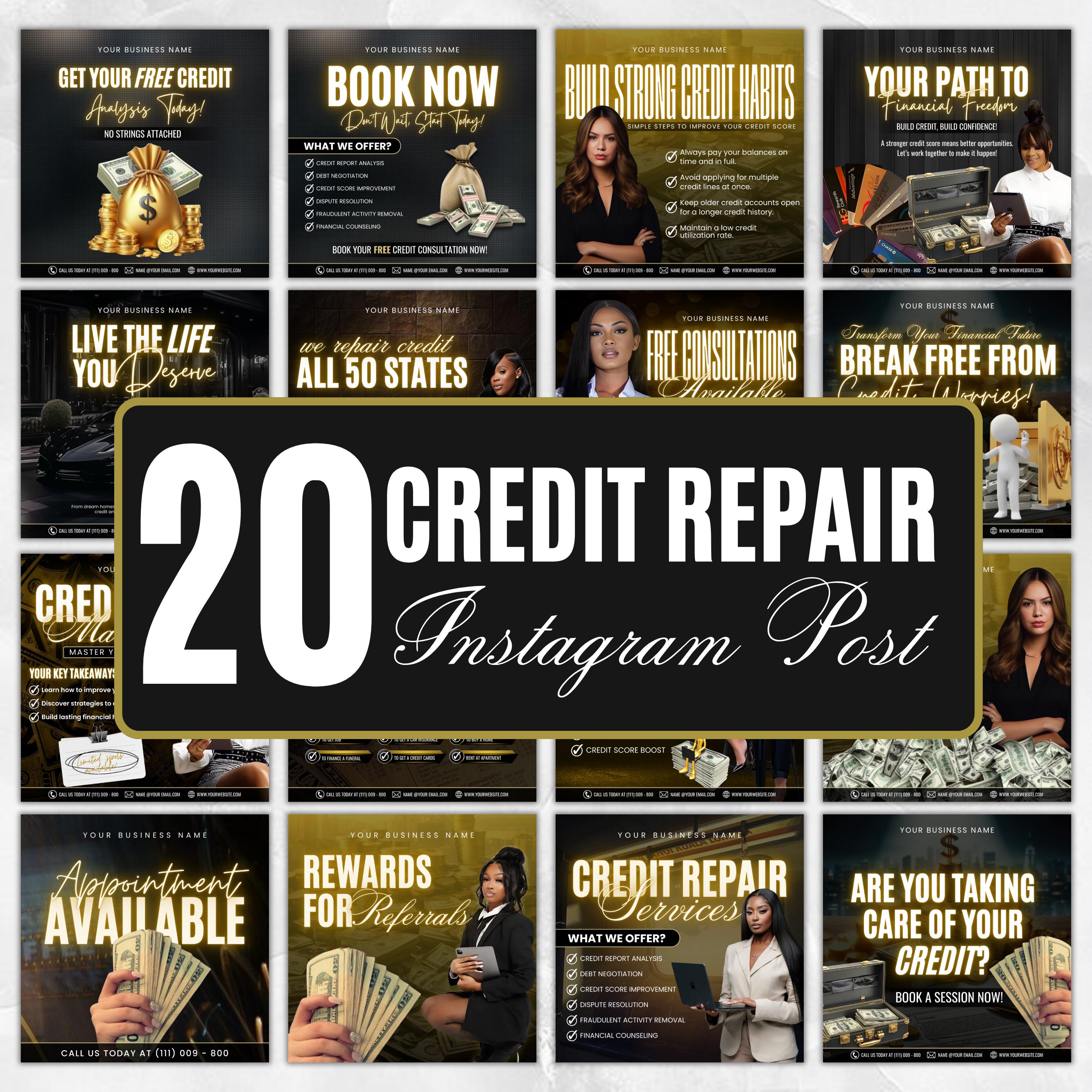 Credit Repair Instagram Post,credit Repair Social Media Template,credit ...