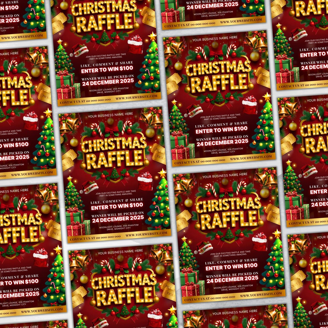Christmas Raffle Flyer, Christmas Flyer, DIY Flyer Design Template ...