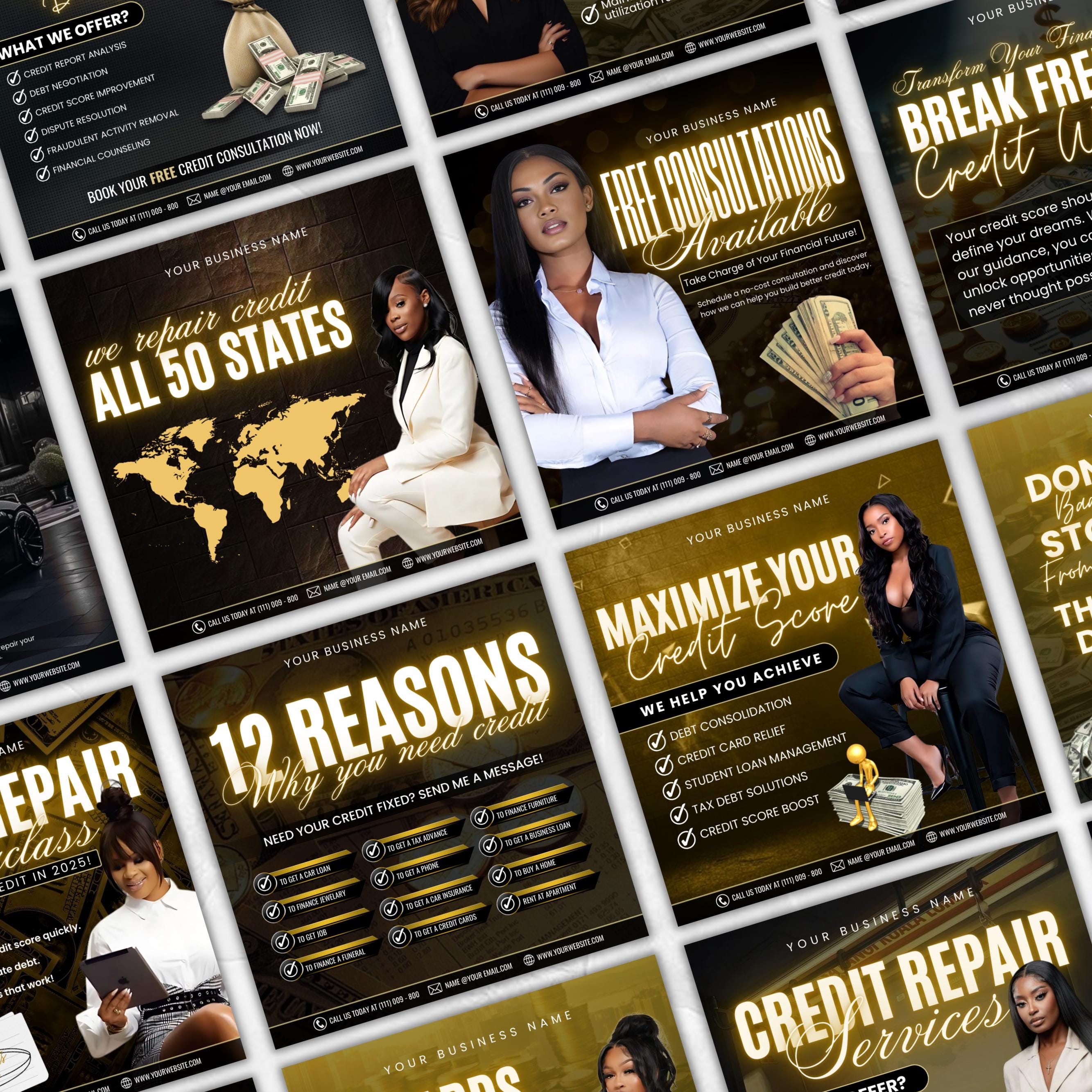 Credit Repair Instagram Post,credit Repair Social Media Template,credit ...