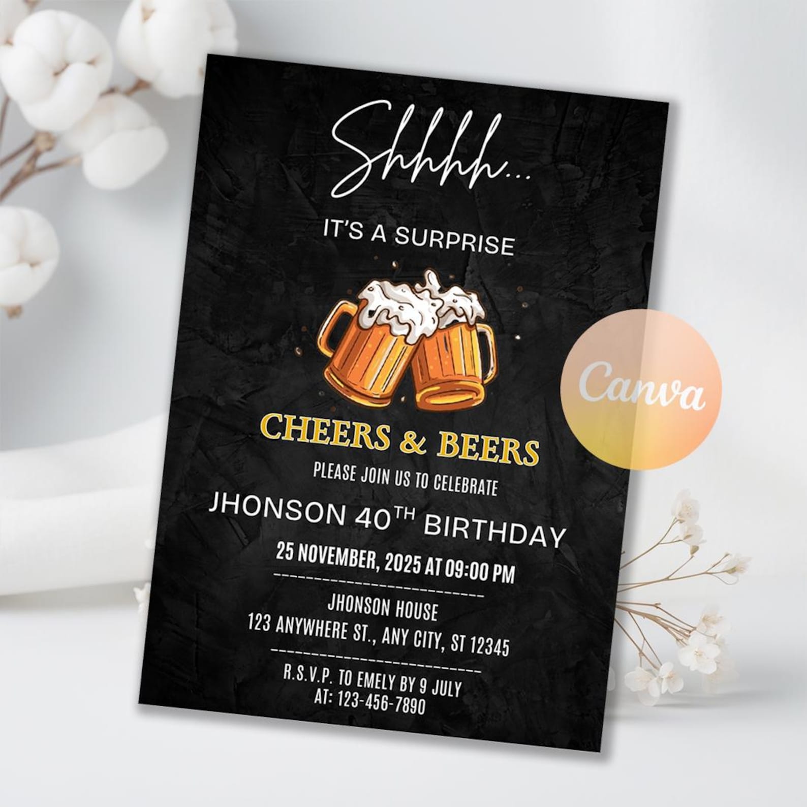 Beer Surprise Birthday Party Invitation, Cheers and Beers Birthday ...