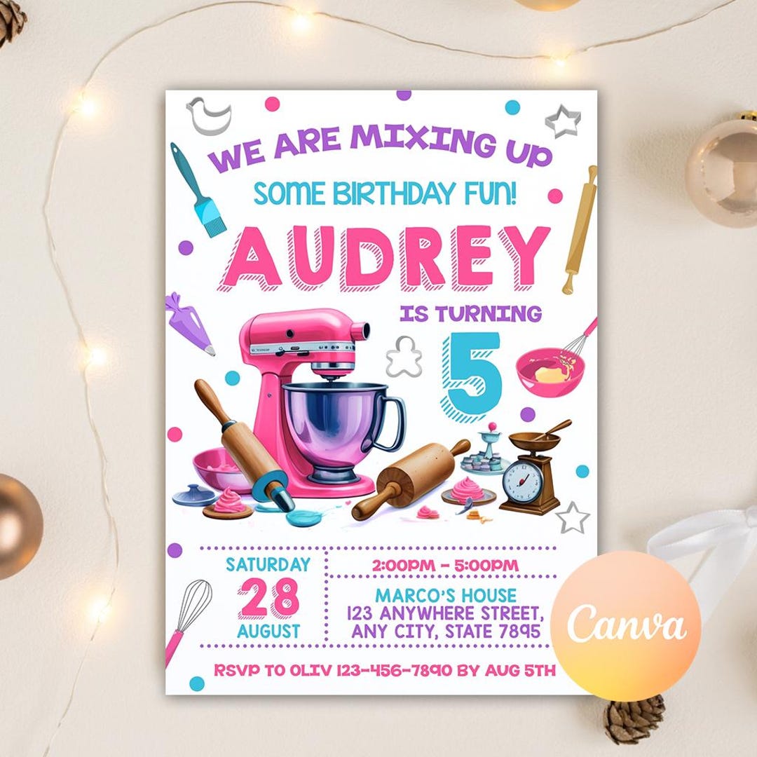 Baking Birthday Party Invitation, Baking Party Invite, Cooking Birthday Invitation, Baking ...