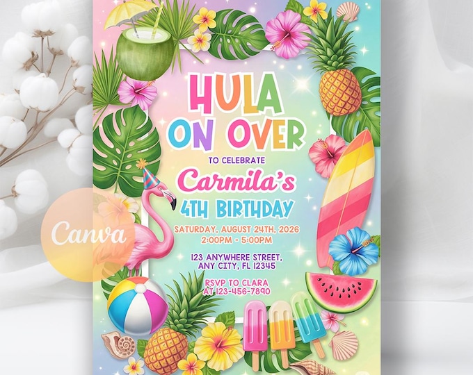 Editable Grab a Lei and Hula This Way Invitation Template | Hula Party ...