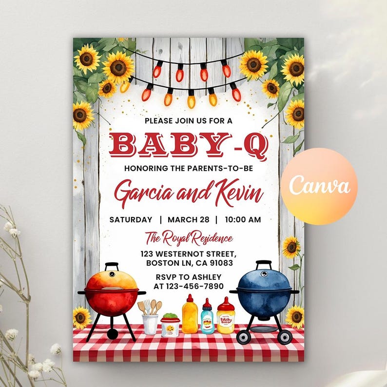 BBQ Baby Shower Invitation, Backyard Baby Shower Invite, Baby-q Baby ...