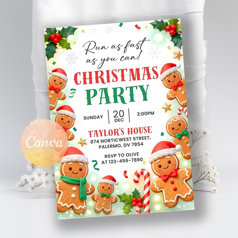 Gingerbread House Decorating Party Invitation, Christmas Holiday Invite ...