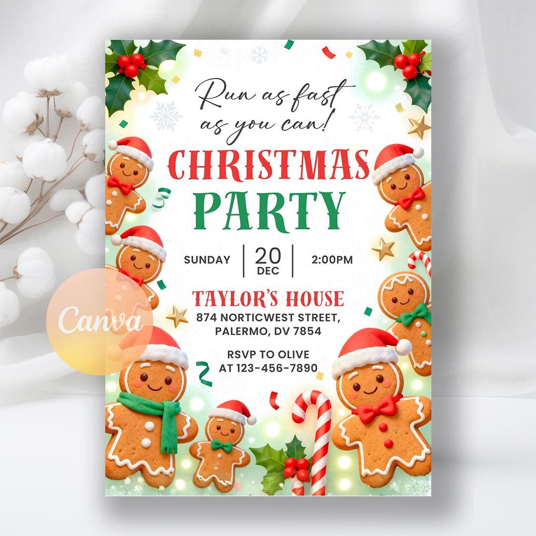 Gingerbread House Decorating Party Invitation, Christmas Holiday Invite ...