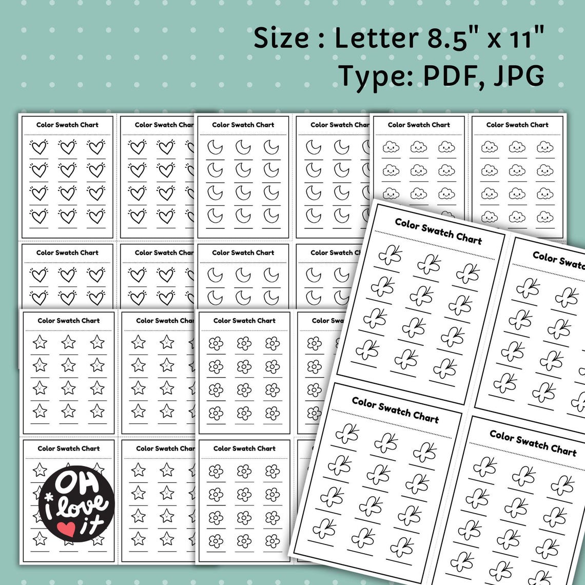 SPRING Mini Color Swatch Card | 12 Cute Color Swatch Sheet | Printable ...