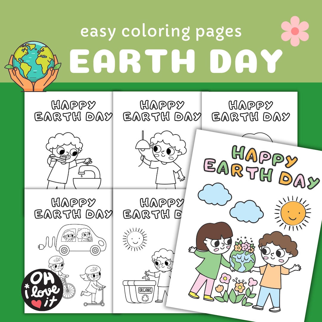 EARTH DAY Coloring Pages, Happy Earth Day Easy Coloring Page for Kids ...